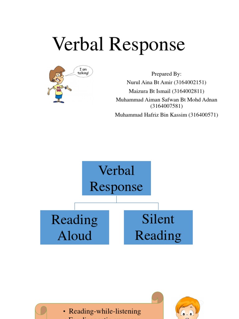 verbal response | Reading (Process) | Goldilocks And The Three Bears