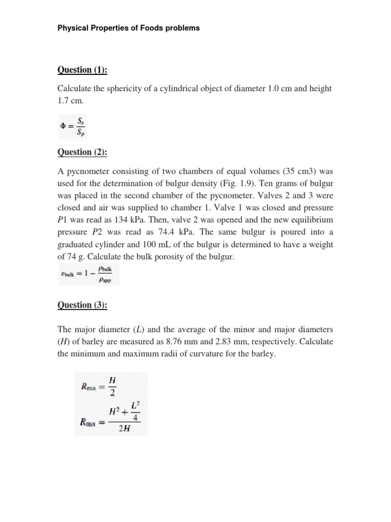 Physical Properties of Foods Analysis | PDF