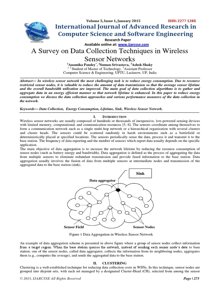 A Survey On Data Collection Techniques In Wireless Sensor Networks Pdf Wireless Sensor