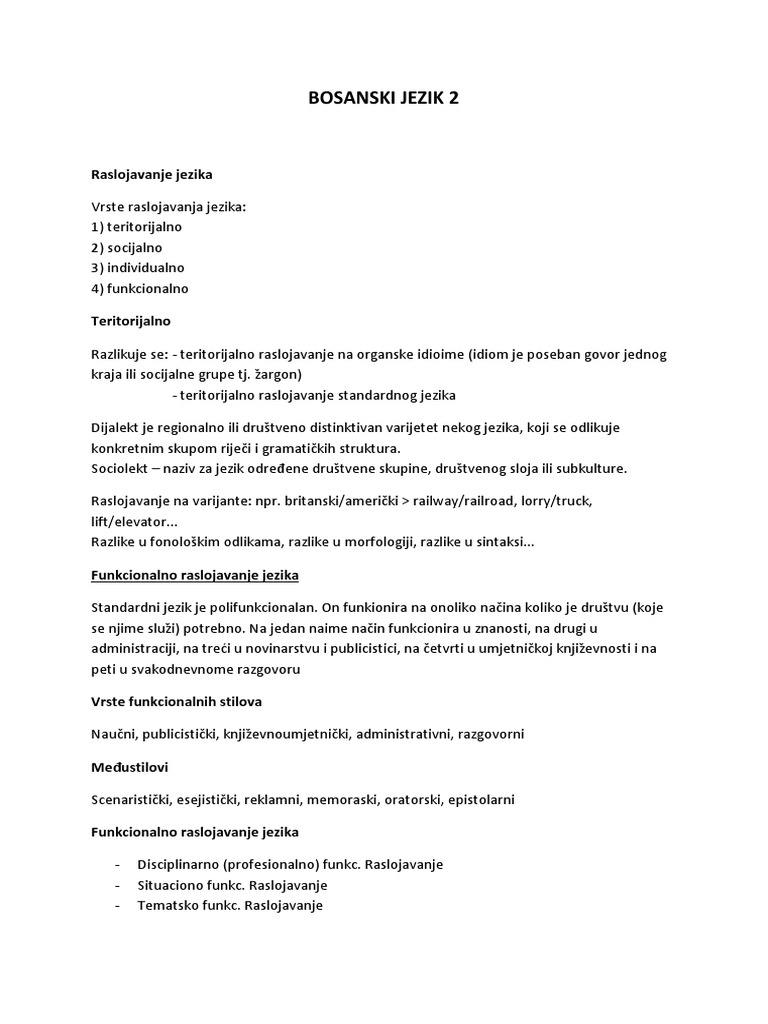 Bosanski Jezik 2 | PDF