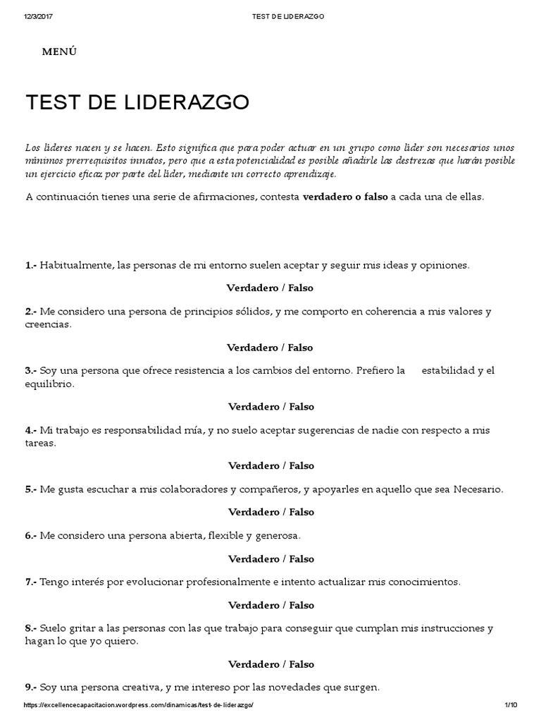Test de Liderazgo | Psicología industrial y organizacional | Liderazgo ... Test de Liderazgo | Psicología industrial y organizacional | Liderazgo ...