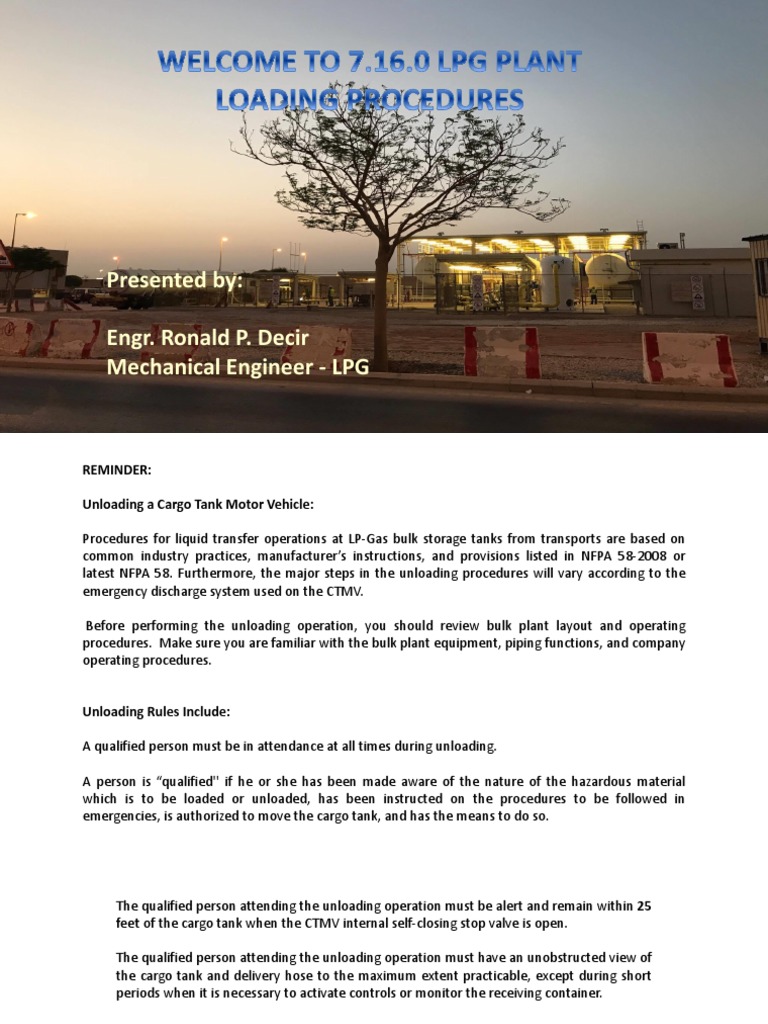 LPG Loading Procedure's | PDF | Valve | Liquefied Petroleum Gas
