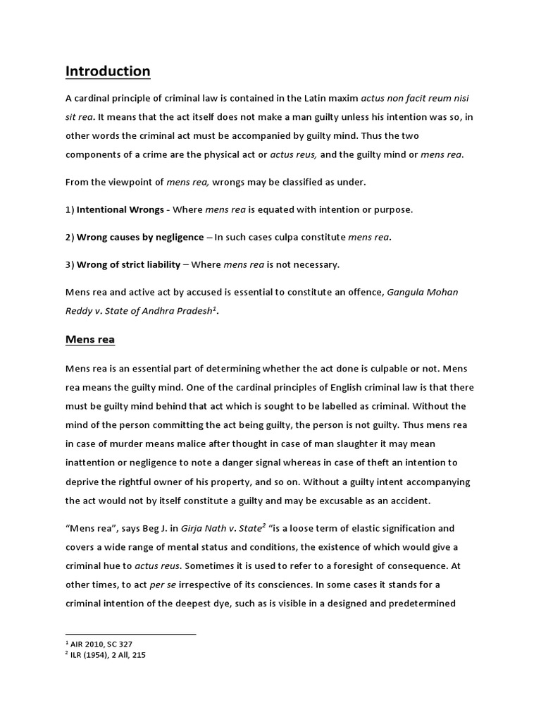 Ipc Project | PDF | Mens Rea | Intention (Criminal Law)