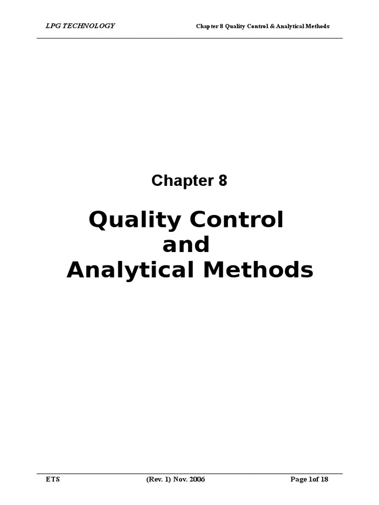 Quality Control & Analytical Methods | PDF | Liquefied Petroleum Gas ...