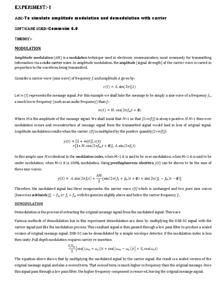 Comm Lab Manual 22 | Download Free PDF | Frequency Modulation | Modulation