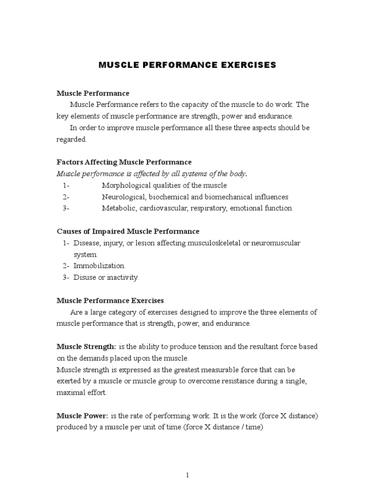 Muscle Performance Exercises: Muscle Performance Is Affected by All ...