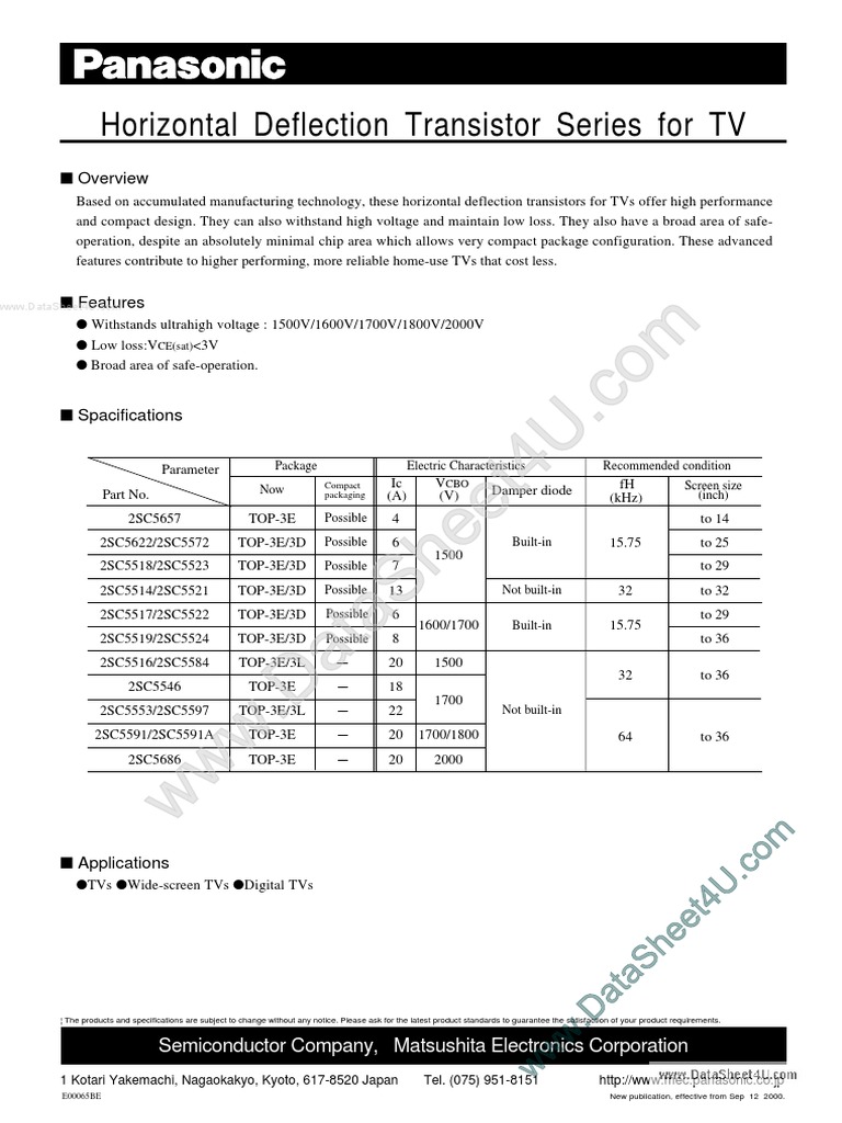0 - PANASONIC Horizontal Deflection Transistor Series For TV PDF ...