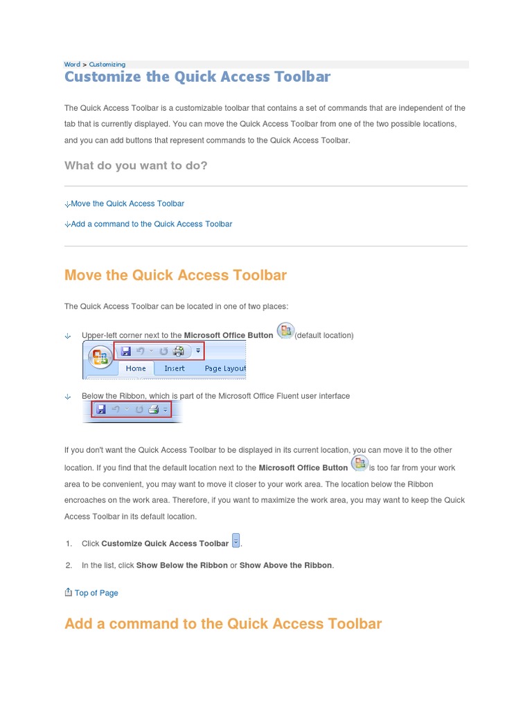 Move The Quick Access Toolbar | PDF
