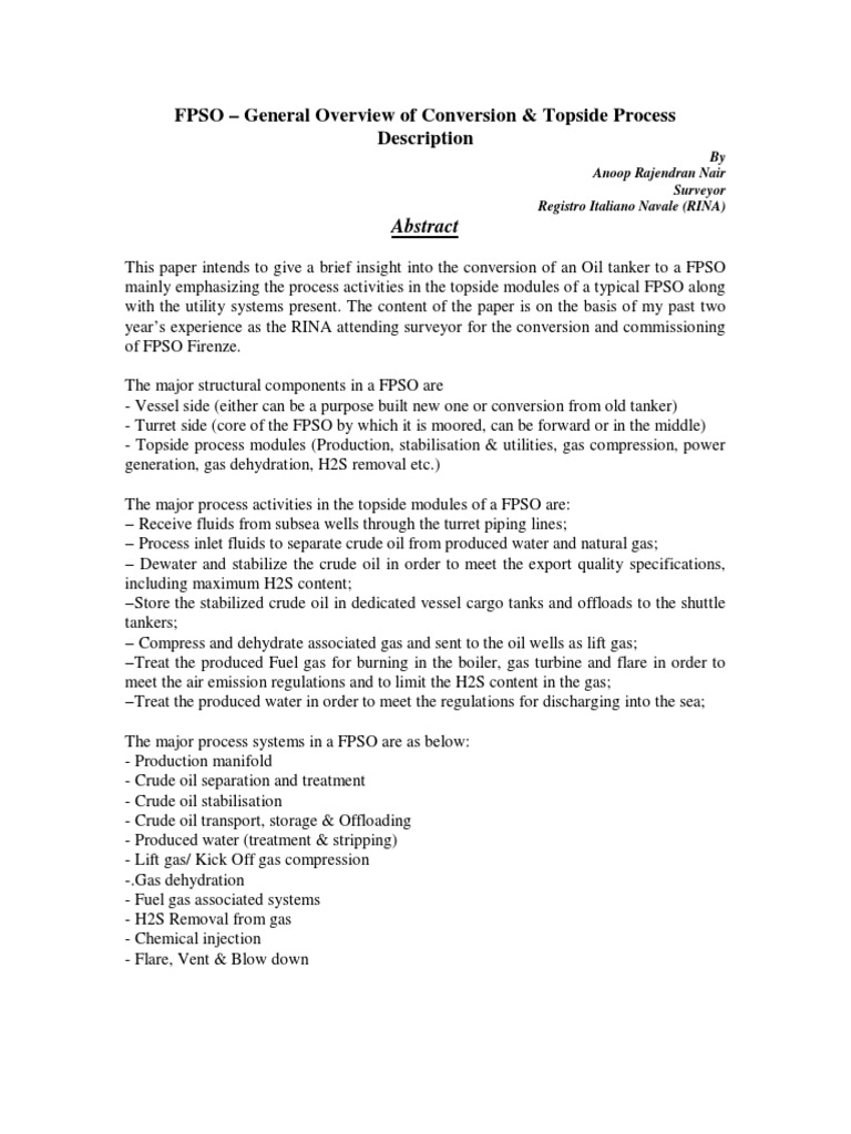 FPSO Topside Process Overview | PDF | Oil Tanker | Natural Gas