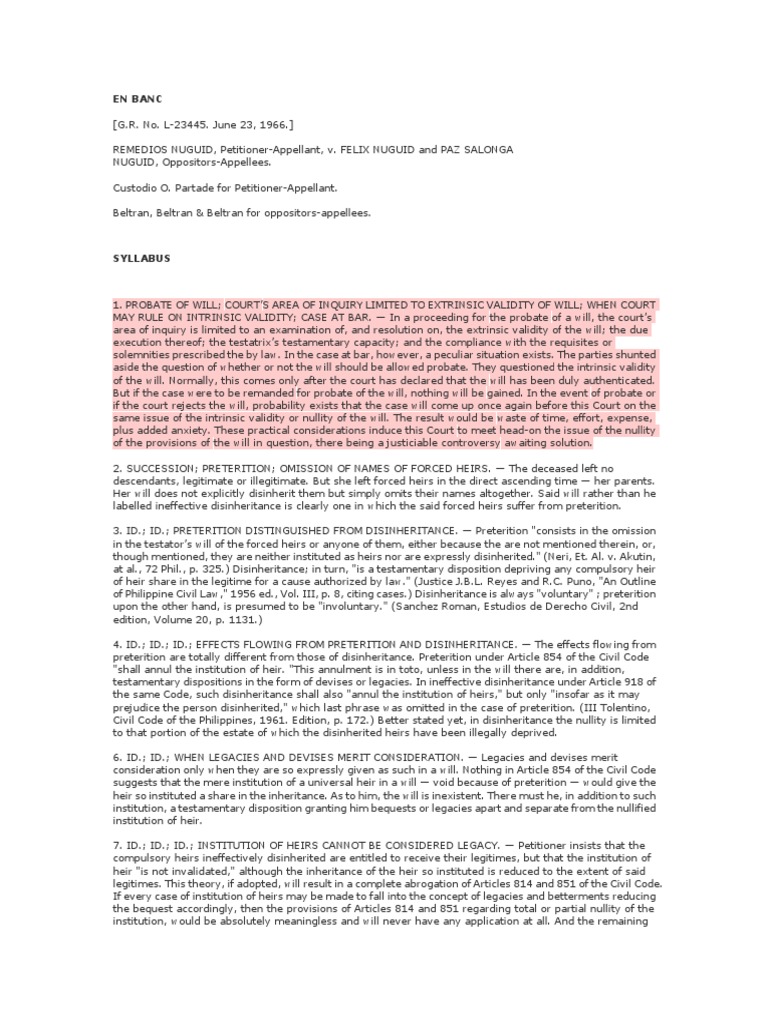 Nuguid Vs Nuguid | PDF | Will And Testament | Probate