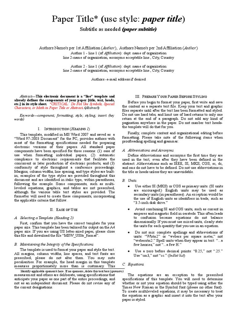 Paper Title (Use Style: Paper Title) : Subtitle As Needed (Paper ...