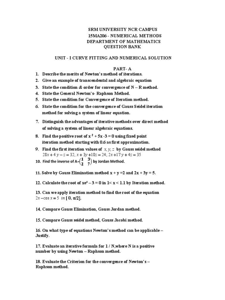 Q Bank | PDF | Finite Difference | Numerical Analysis