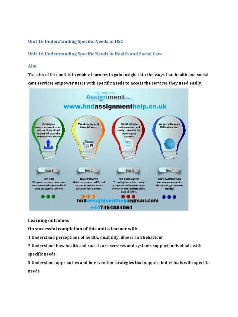 Understanding Specific Needs in HSC | PDF | Disability | Social Work