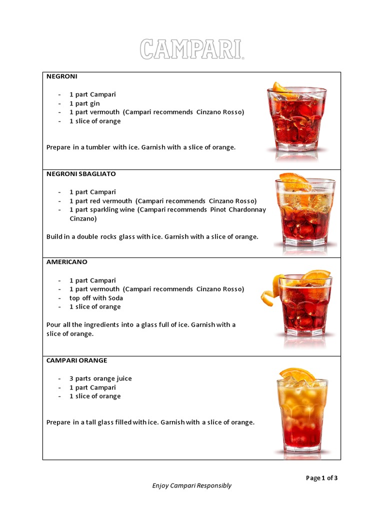 Classic and Creative Campari Cocktail Recipes for Any Occasion | PDF