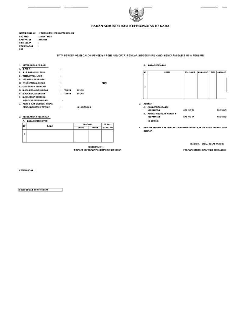 Data Pensiun PNS Kabupaten Madiun | PDF