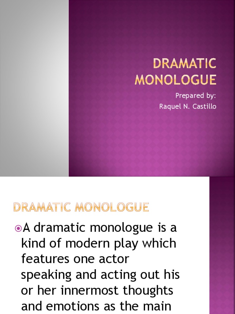 Dramatic Monologue | PDF | Monologue | Poetry
