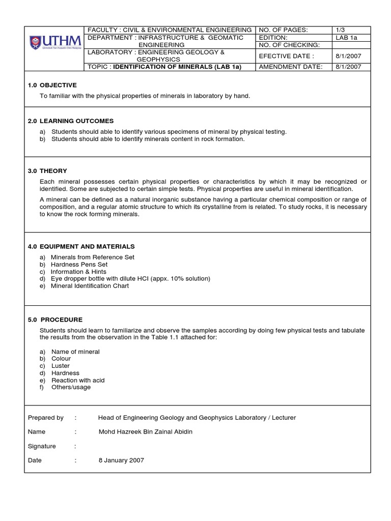 Mineral and Igneous Rock Identification | PDF | Rock (Geology) | Minerals