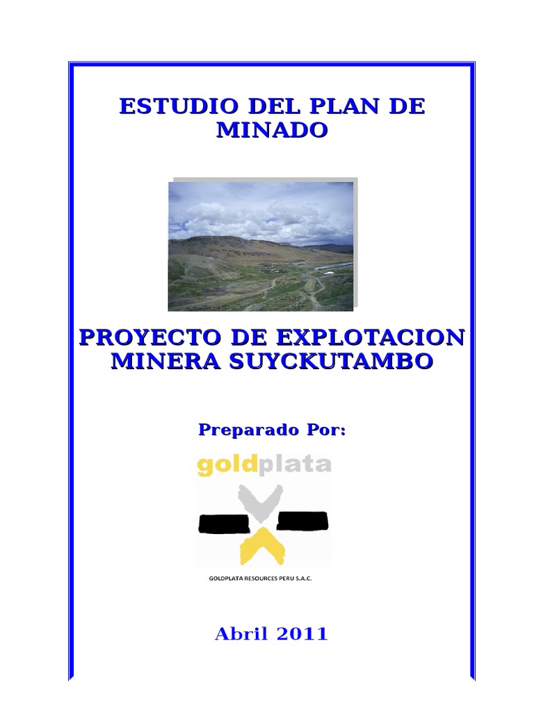 PLAN de MINADO 2011 GoldPlata2 - Revision GoldPlata - 18.04.11 | PDF ...