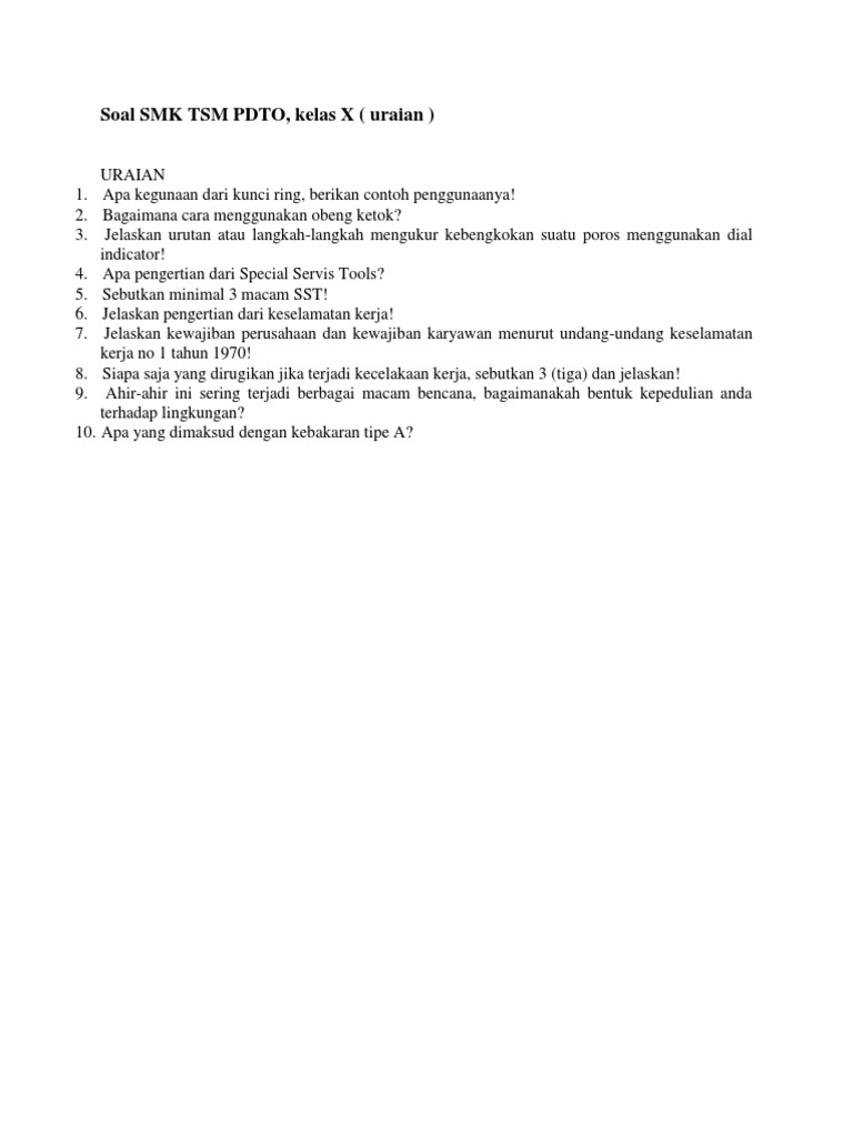 Soal SMK TSM Pdto | PDF