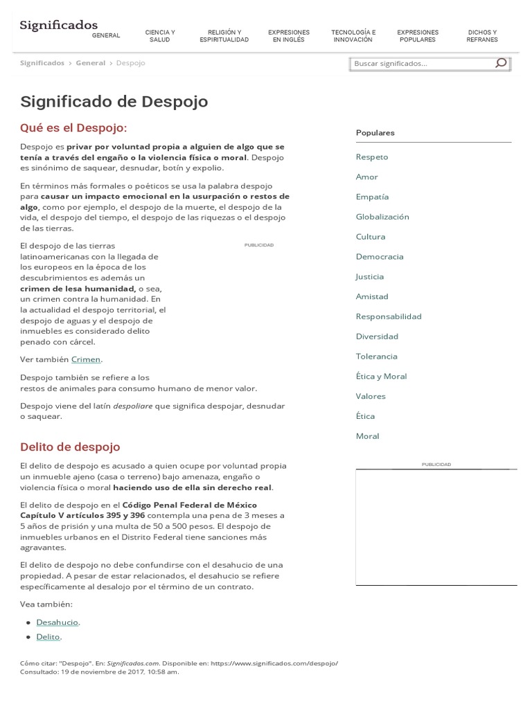 Significado de Despojo - Qué es el, Concepto y Definición | Delito ...