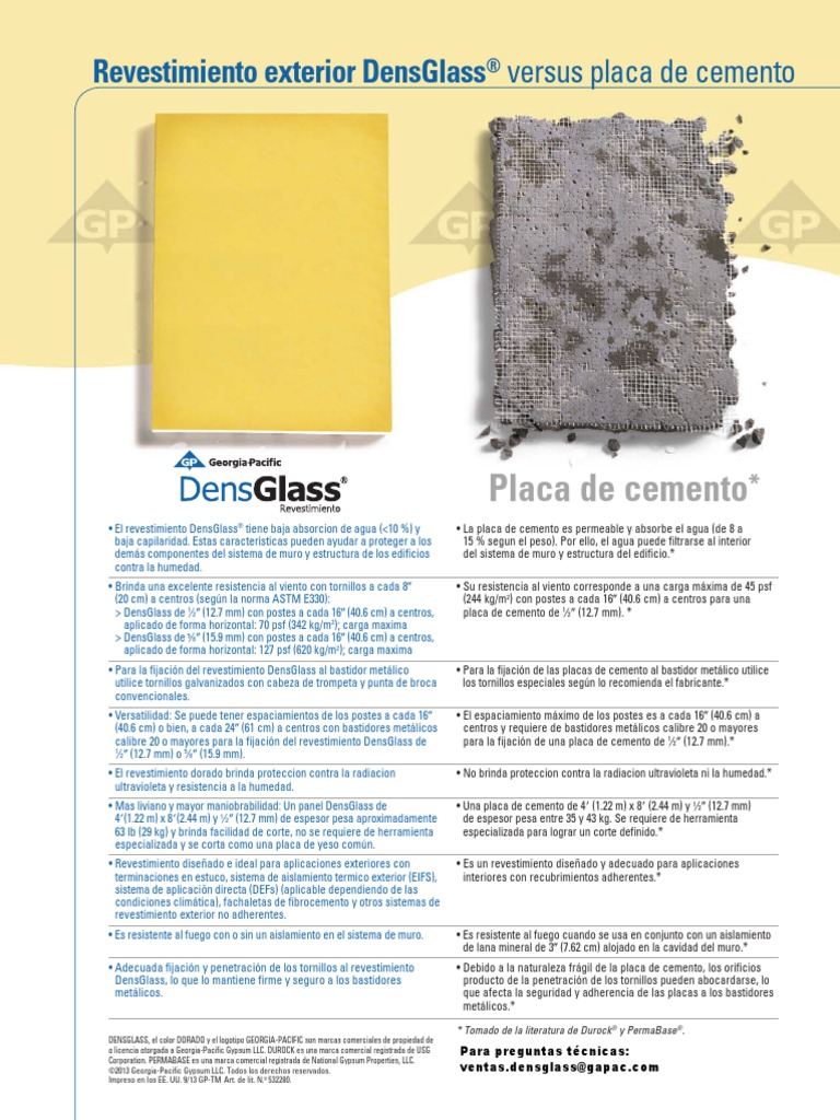Dens Glass | PDF | Revestimiento | Cemento