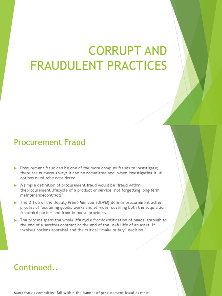 Fraudulent and Corrupt Practices | Procurement | Common Law