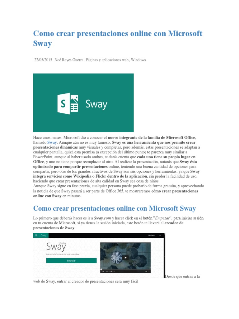 Como Crear Presentaciones Online Con Microsoft Sway | PDF | Microsoft ...
