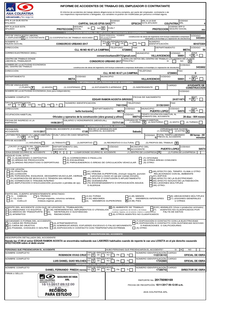 axa colpatria | Accidentes | Lesión