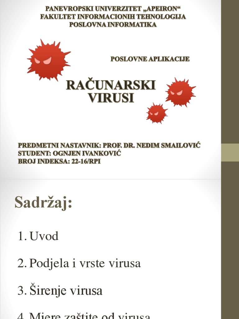 Ognjen Ivankovic Racunarski Virusi | PDF