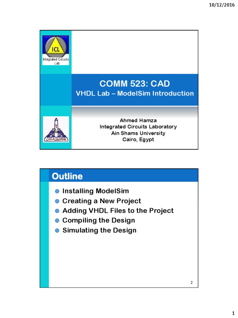 Introduction to VHDL Simulation Using ModelSim: A Guide to Creating ...