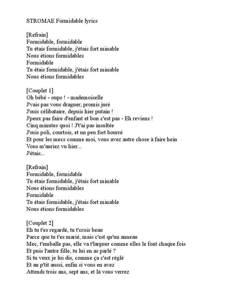 STROMAE Formidable Lyrics