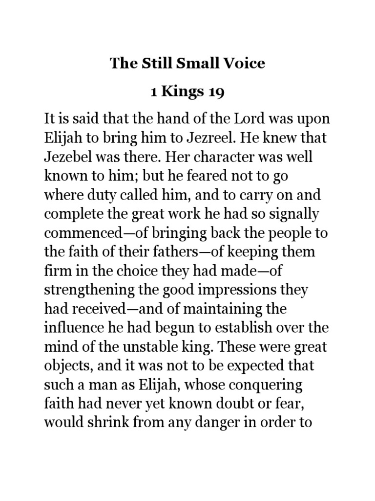 The Still Small Voice | PDF | Elijah | Religious Behaviour And Experience