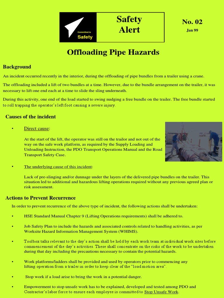 Safety Alert: Offloading Pipe Hazards | PDF | Hazards | Safety