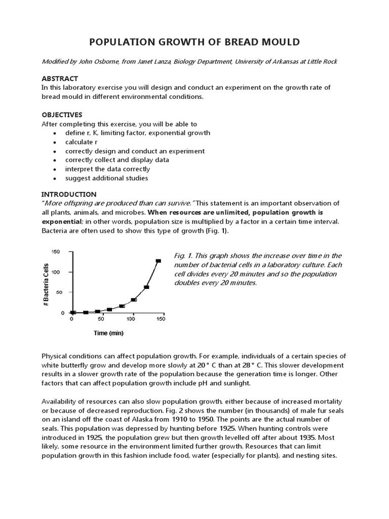 Population Growth Bread Mould Student | PDF | Population Growth ...