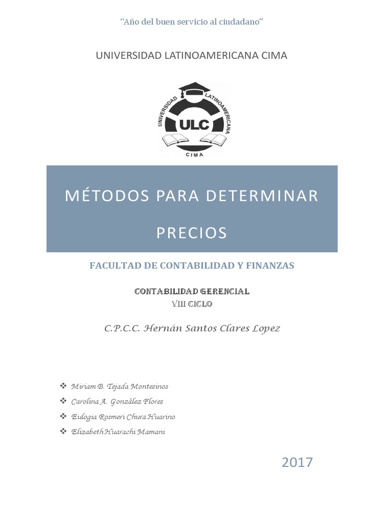 Metodos para Determinar Precios | Descargar gratis PDF | Costo | Precios