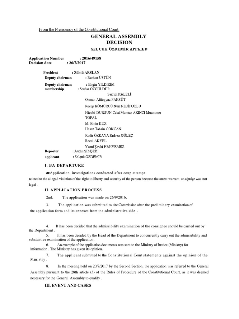 General Assembly Decision 2016/49158 Selcuk Özdemir English Translation ...