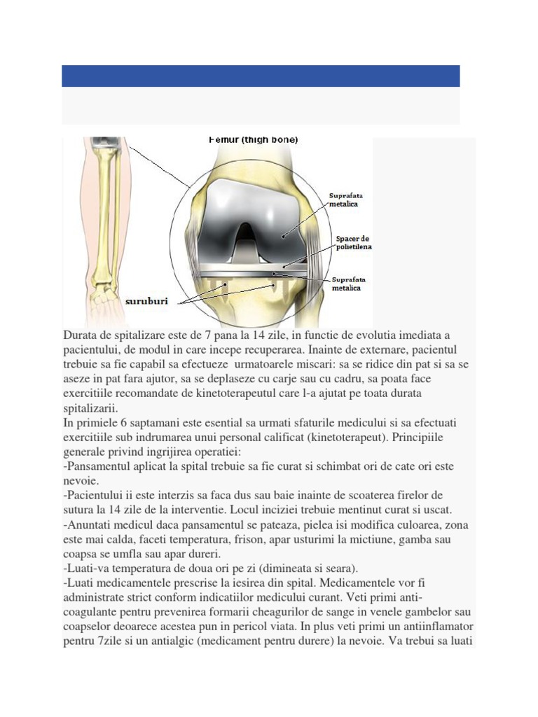 Protocol de Recuperare Dupa Artroplastia de Genunchi