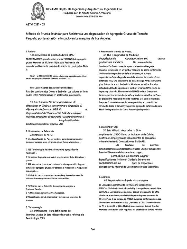 Astm-C131 Español | PDF | Acero | Science