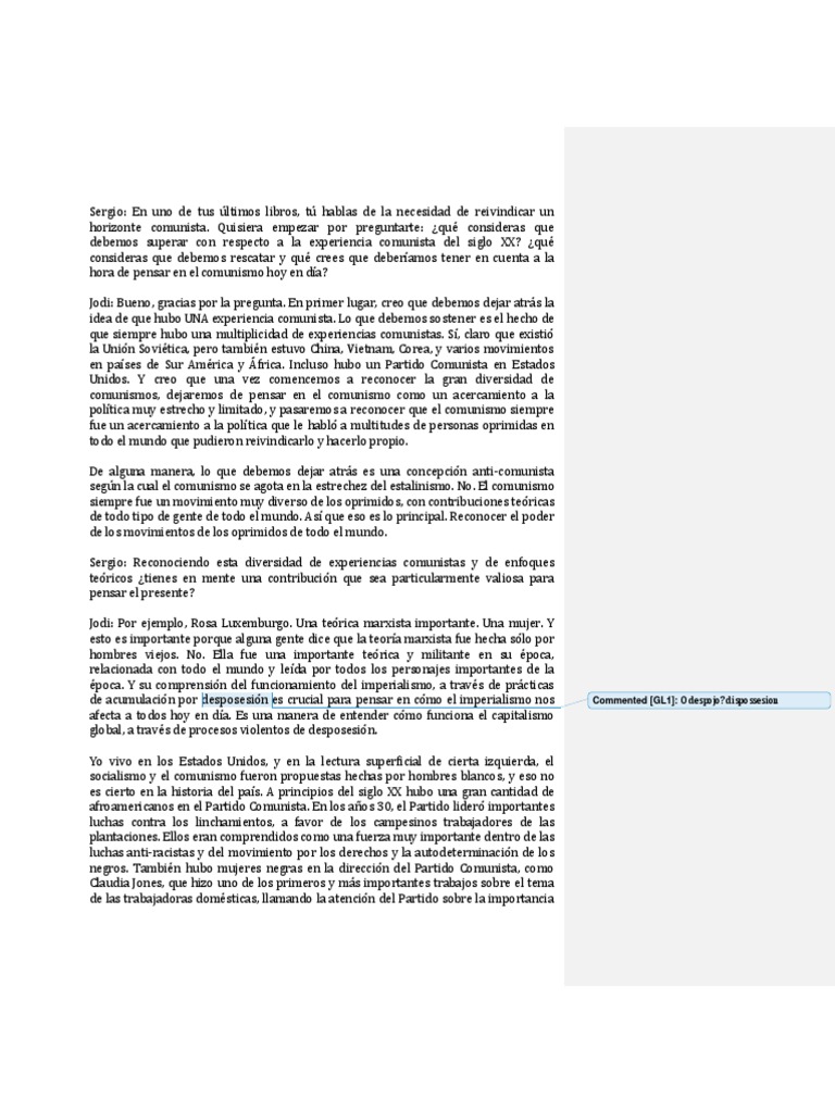 Entrevista Jodi Dean | PDF | Comunismo | marxismo