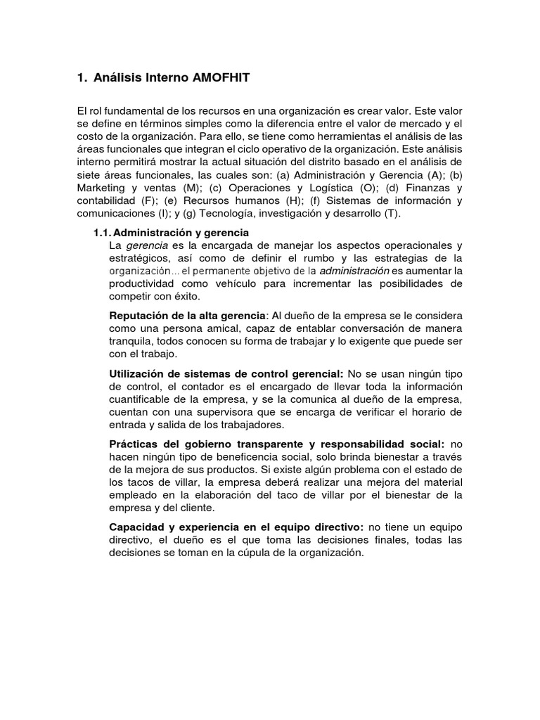 Análisis Interno AMOFHIT