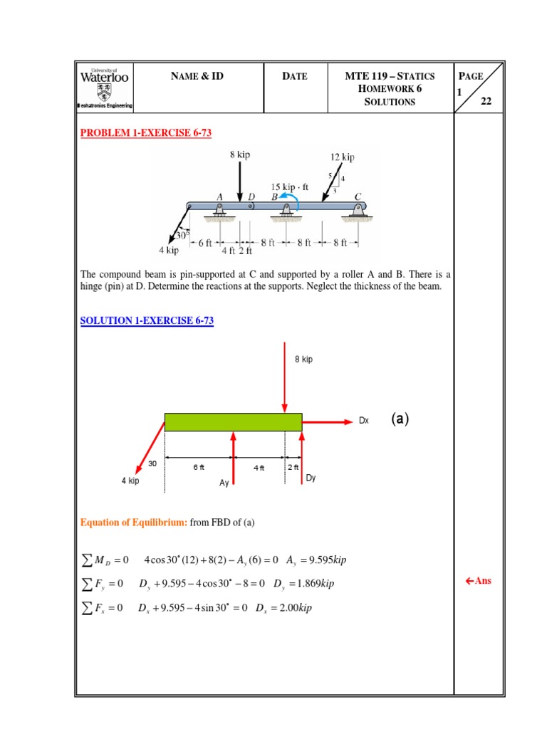Statics Beam Frame Problems | PDF | Classical Mechanics | Applied And ...