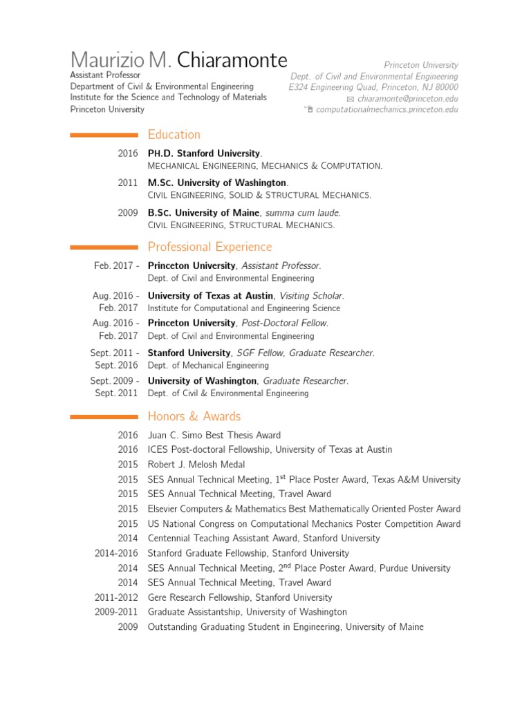 Chiara Monte CV | PDF | Fracture | Engineering