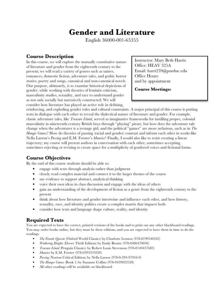 Gender and Literature | PDF | Gender | Gender Studies