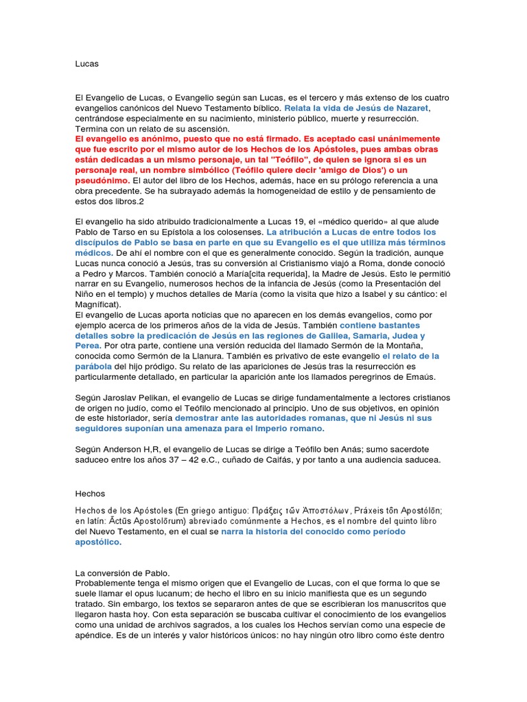 Lucas y Hechos | PDF | Evangelio De Lucas | Evangelios canónicos