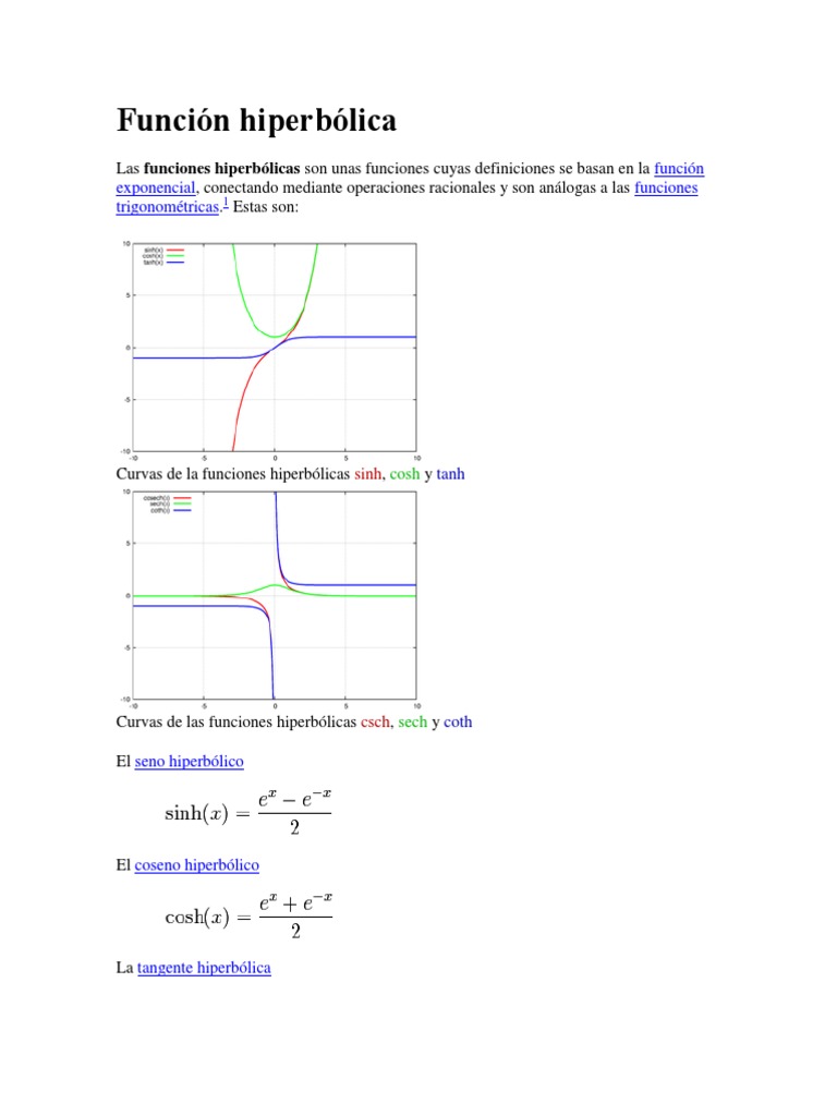 Función Hiperbólica | PDF | Análisis matemático | Objetos matemáticos