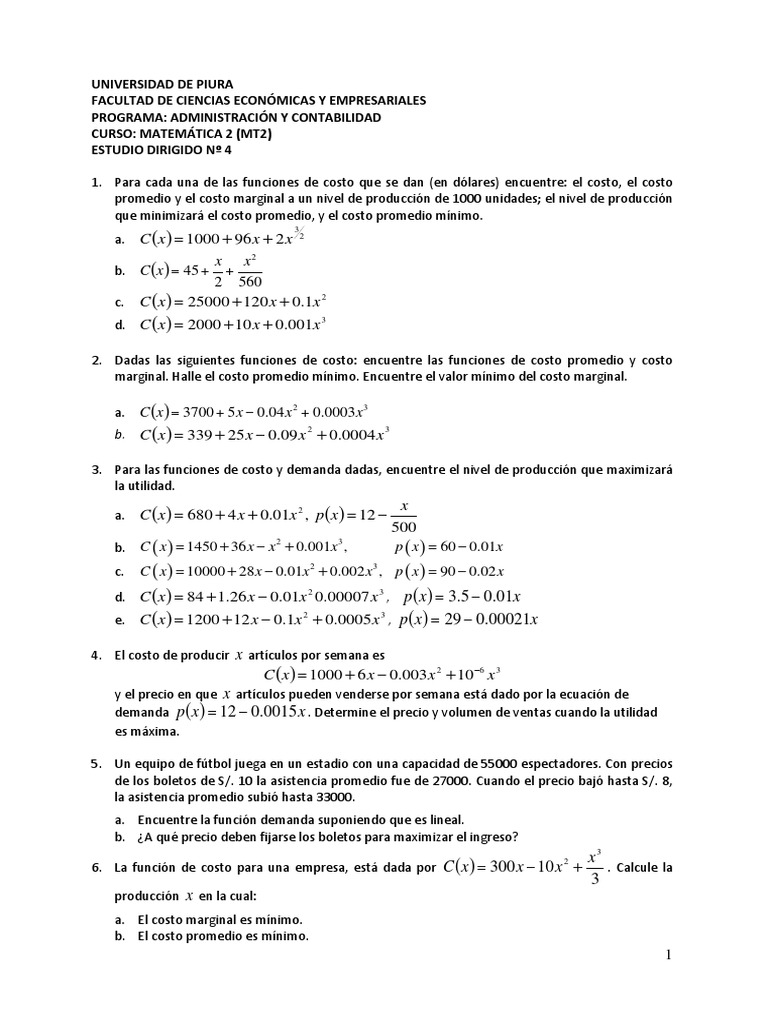 Lista de Ejercicios 4 | PDF | Monopolio | Volumen