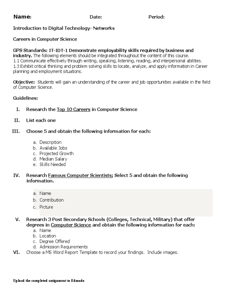 Careers in Computer Science Guidelines 2 | PDF