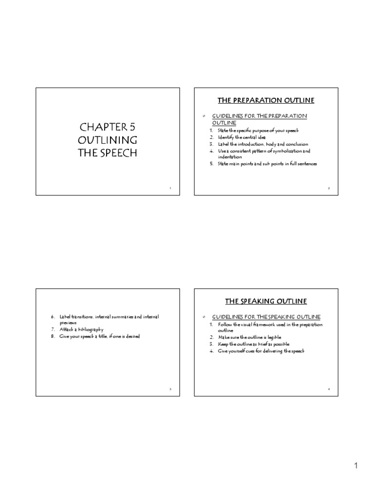 Chapter 5 Outlining The Speech | PDF