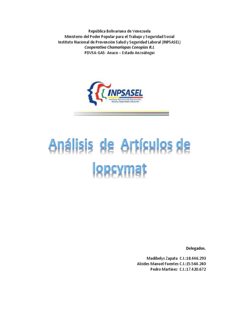 Analisis de INPSASEL | PDF | Seguridad y salud ocupacional | Derecho ...