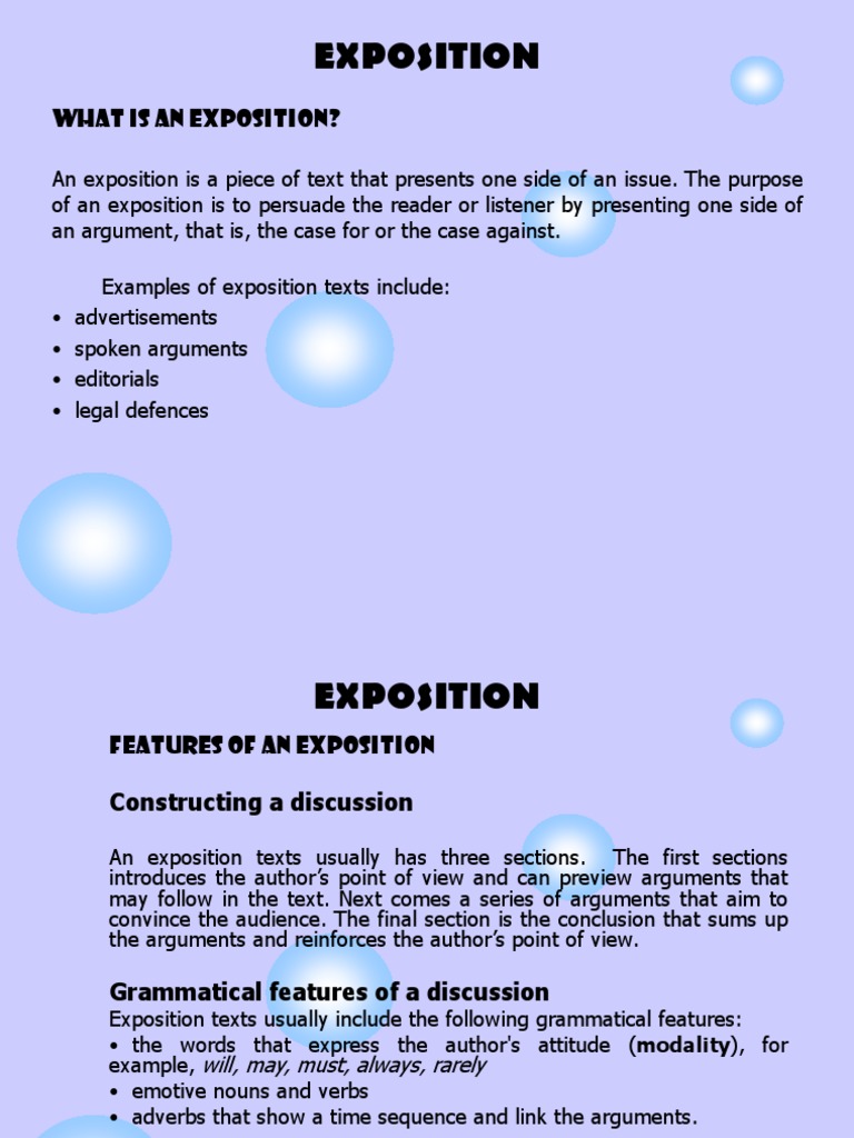 Exposition | PDF | Sentence (Linguistics) | Argument